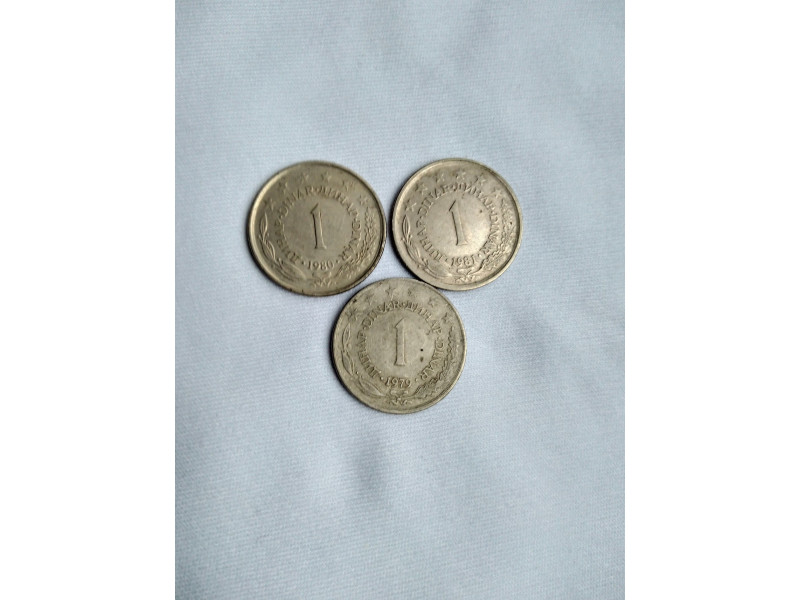 Jugoslavija 1 dinar,1979,80 i 81 god.