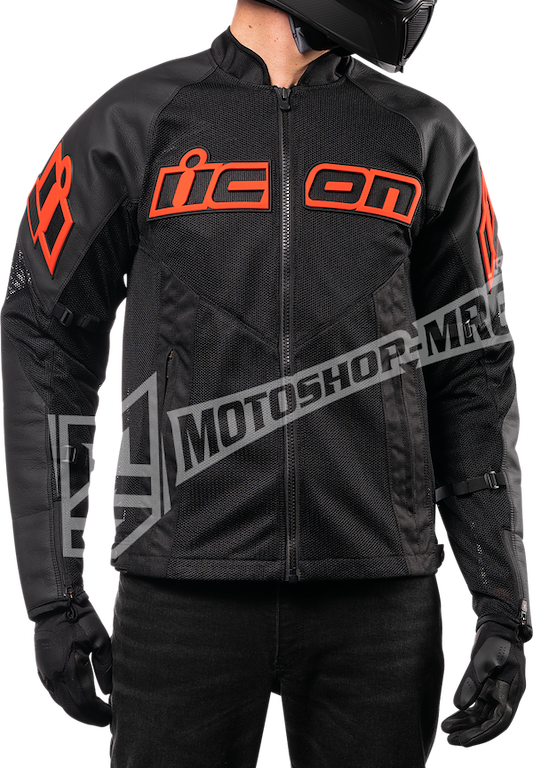Icon Mesh AF™ Leather Jakna Crno-Narandžasta