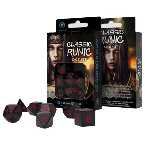 CLASSIC RUNIC BLACK AND RED DICE SET