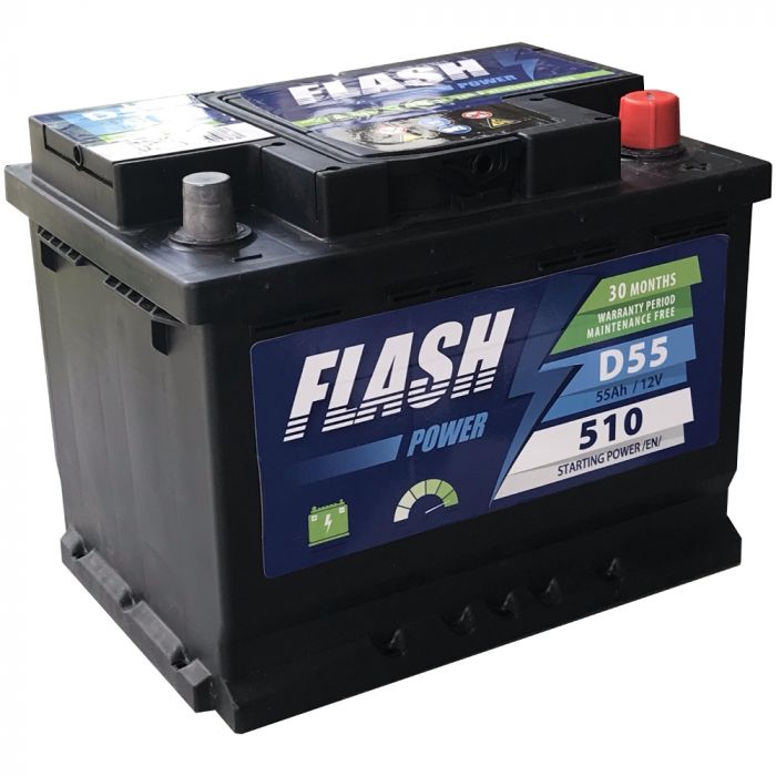 FLASH POWER Akumulator 12V 55Ah 510A desno+