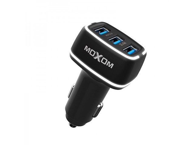 Auto punjac Moxom MX-VC01 3xUSB 5V/3.4A Type C crni