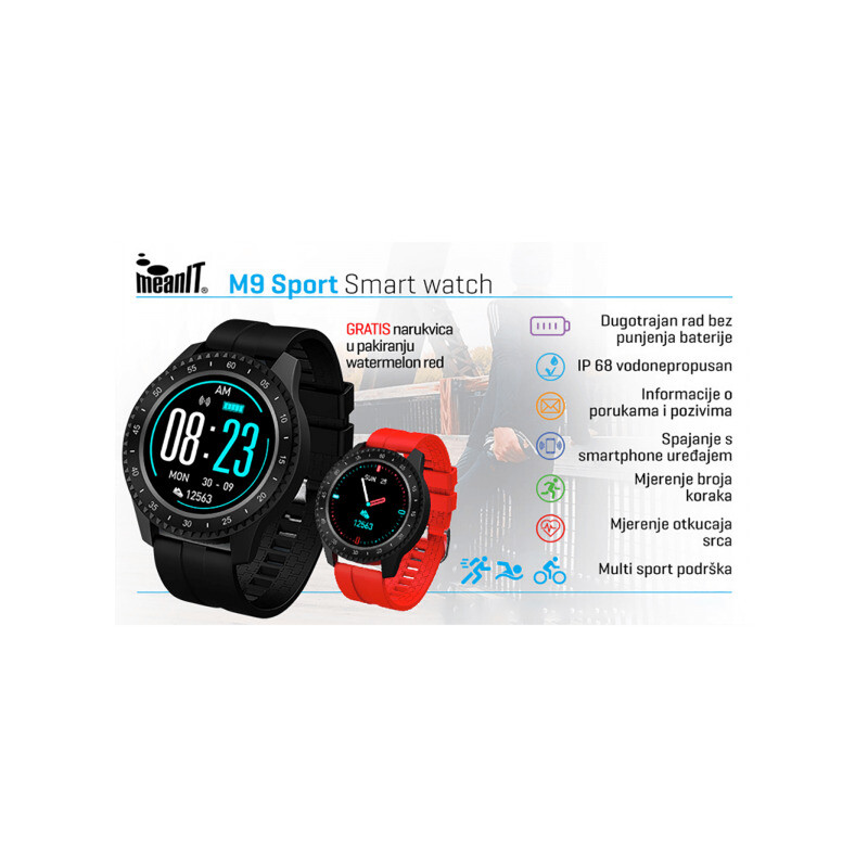 Smart watch M9 Sport Sat pametni, vodootporan IP68