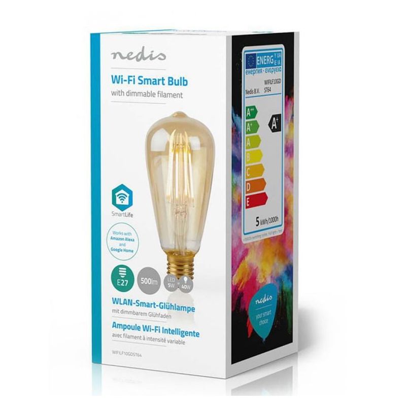 Nedis Wi-Fi Smart LED Filament Bulb E27 ST64 5W 500 lm