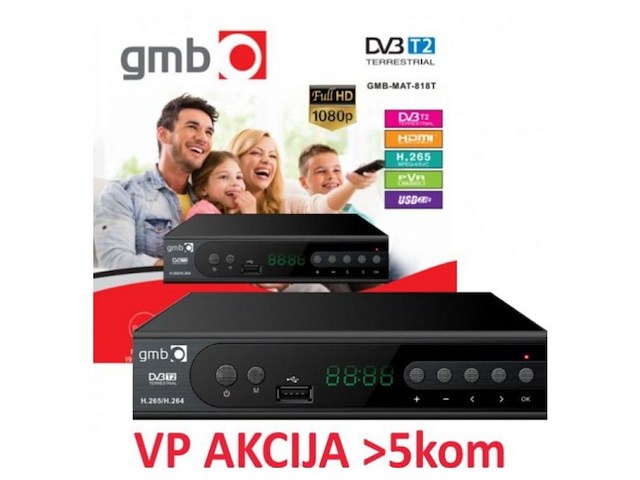 GMB-MAT-818T **DVB-T2 SET TOP BOX USB/HDMI/Scart/RF-out, PVR,Full HD, H265, hdmi-kabl,1557