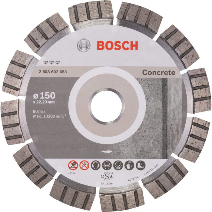 Bosch dijamantska rezna ploča za beton Best for Concrete 150 x 22,23 x 2,4 x 12 mm - 2608602653