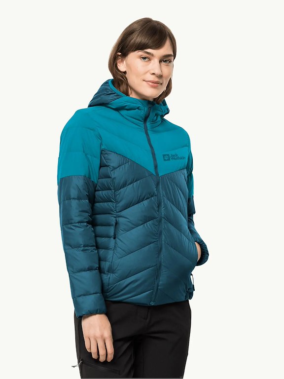 JACK WOLFSKIN Ženska jakna TUNDRA DOWN HOODY W tirkizna