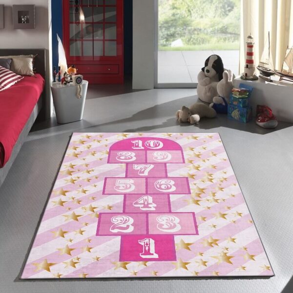 Tepih za decu na Kožnoj podlozi 120x180cm – Školica-zvezdice, roze TK-028