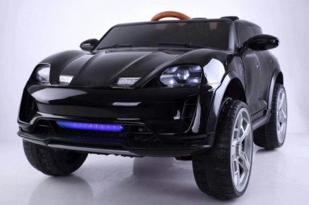 Dečiji automobil model 278-1 sa kožnim sedištem i mekim gumama – Metalik crni