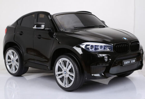 BMW X6 M Dvosed Licencirani na akumulator sa kožnim sedištima i mekim gumama – Crni