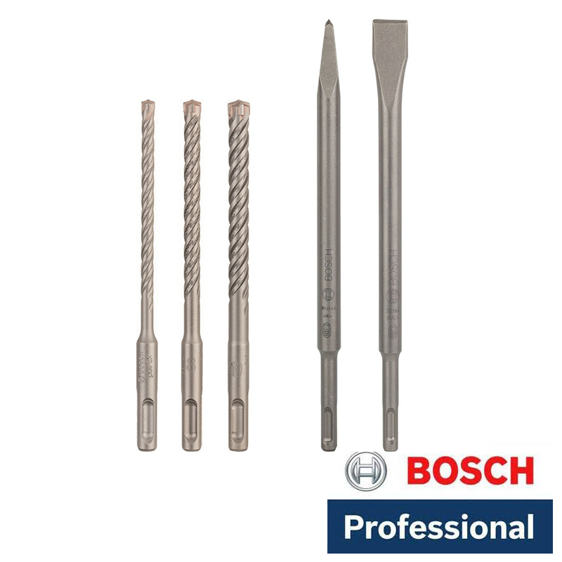 BOSCH® 5 – delni SDS Plus 5x mešani set burgija, špic i dleto