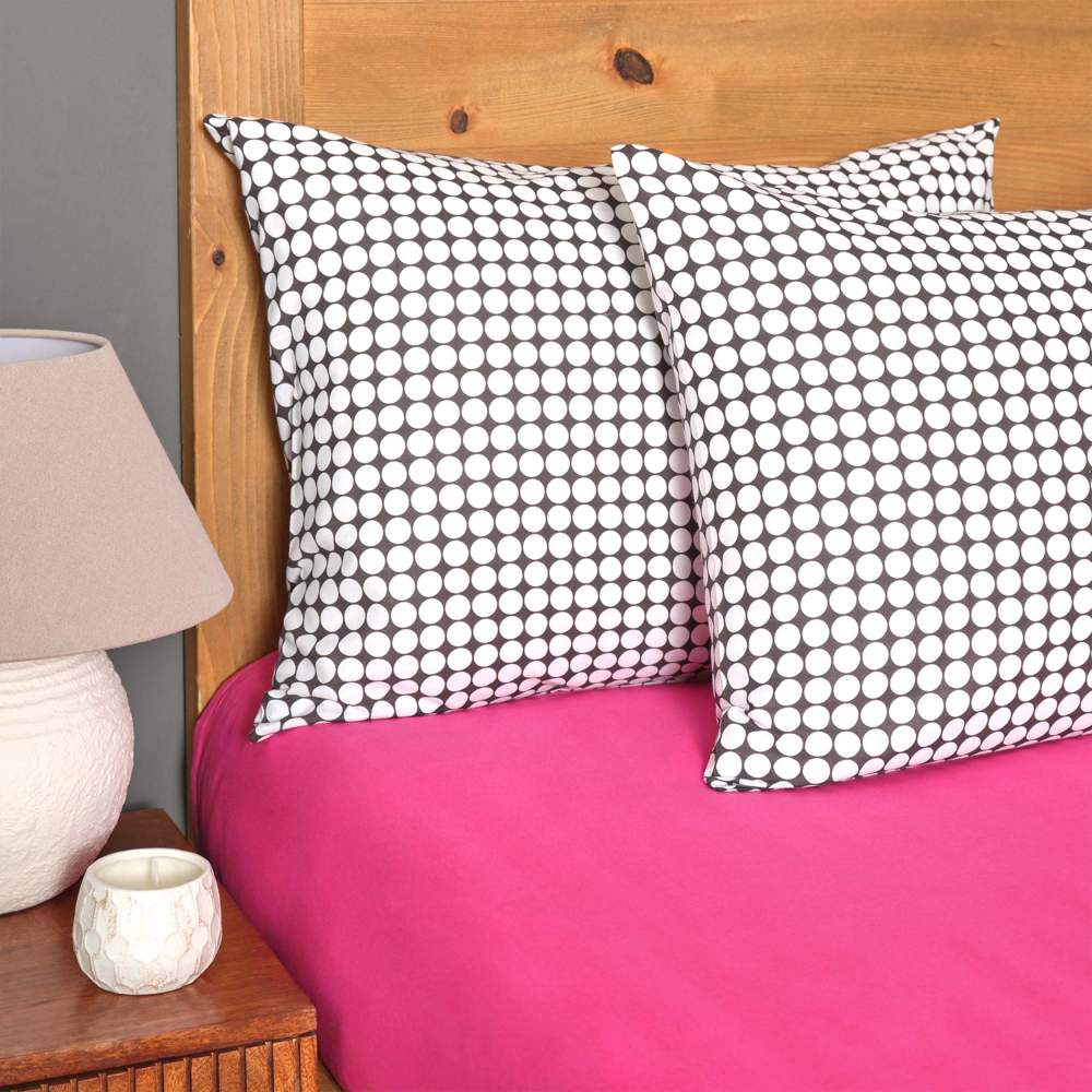Sarah Anderson Ronie Fuchsia Black 100% Cotton Double Elastic Bed Sheet Set