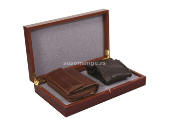 Set kožni ženski 204-2 novčanik+rukavice Fornax braon