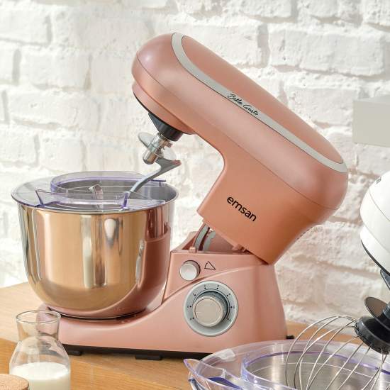 Emsan Bella Gusto Golden Pink Stand Mixer Kitchen Chef 1300W 5 Lt