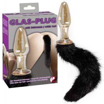 GLASS BUTT PLUG WITH TAIL