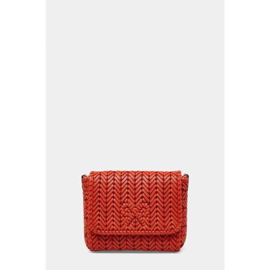 Anya Hindmarch RED KNITTED LEATHER BAG