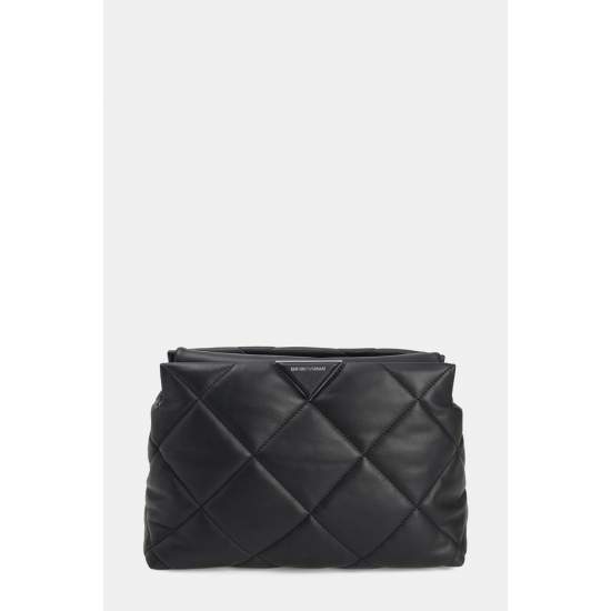 Emporio Armani BLACK QUILTED LEATHER BAG