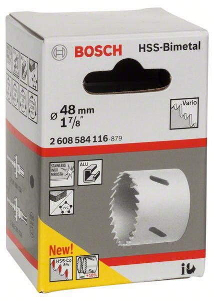 Testera za otvore HSS-bimetal za standardne adaptere Bosch 2608584116, 48 mm, 1 7/8"