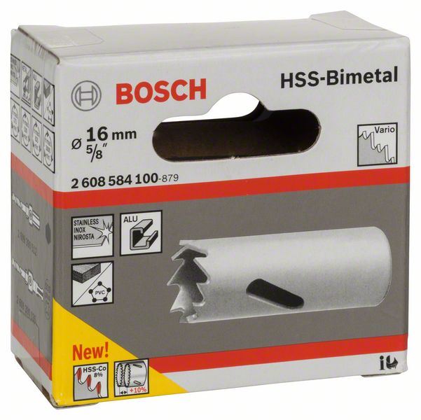 Testera za otvore HSS-bimetal za standardne adaptere Bosch 2608584100, 16 mm, 5/8"
