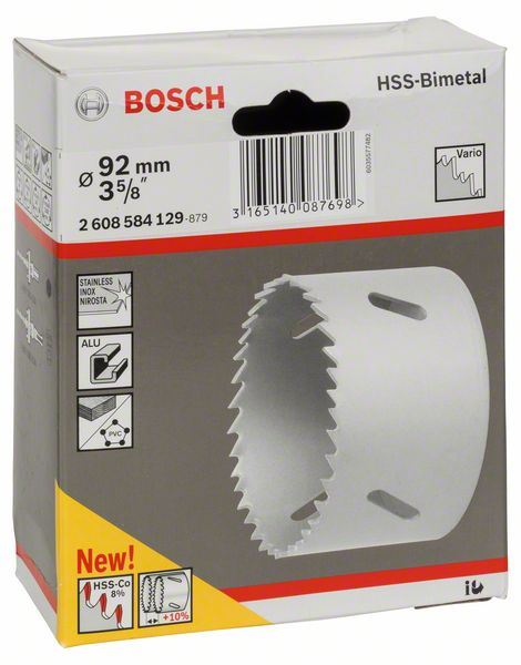 Testera za otvore HSS-bimetal za standardne adaptere Bosch 2608584129, 92 mm, 3 5/8"
