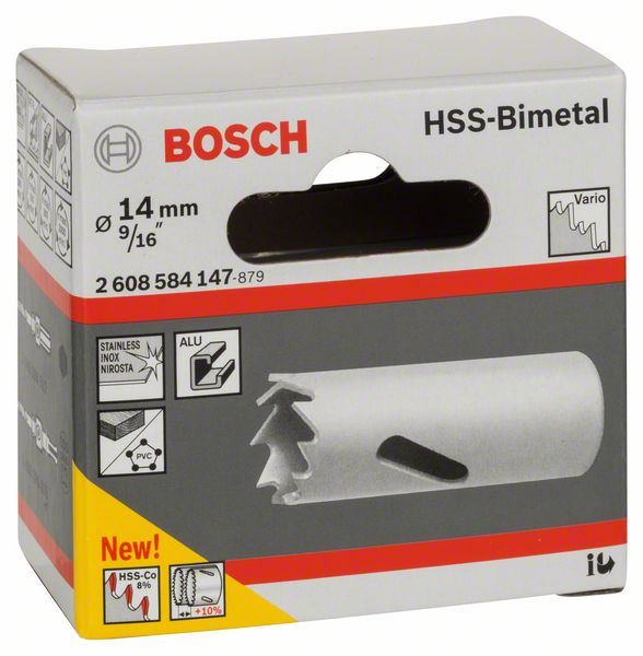 Testera za otvore HSS-bimetal za standardne adaptere Bosch 2608584147, 14 mm, 9/16"