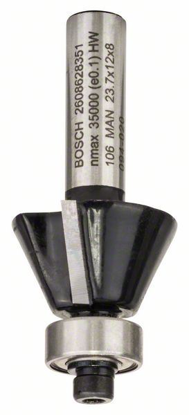 Glodalo za skošavanje ivica / glodalo za glodanje uz površinu Bosch 2608628351, 8 mm, D1 23,7 mm, B 5,5 mm, L 12 mm, G 54 mm, 25°