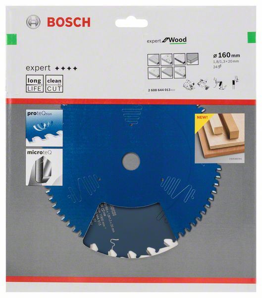 List kružne testere Expert za drvo 160 x 20 x 1,8 mm, 24 Bosch 2608644013