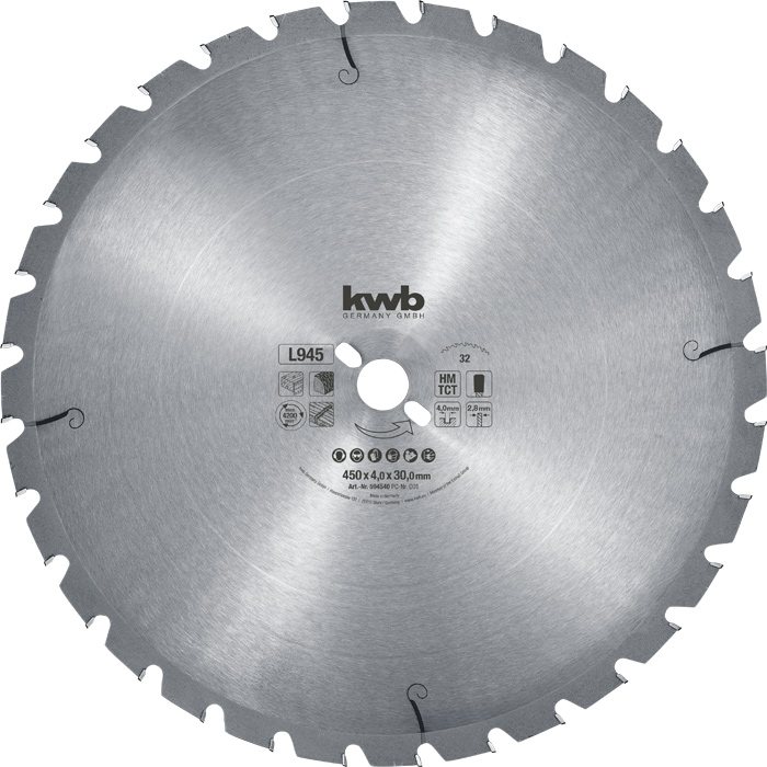 KWB 49594540 list za cirkular za drvo 450 x 2,8 x 30 mm, Z32, ojačan karbidom