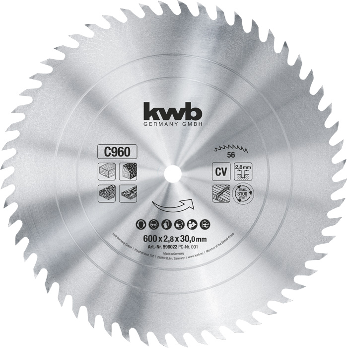KWB 49596022 list za cirkular za drvo 600 x 30 mm, 960C