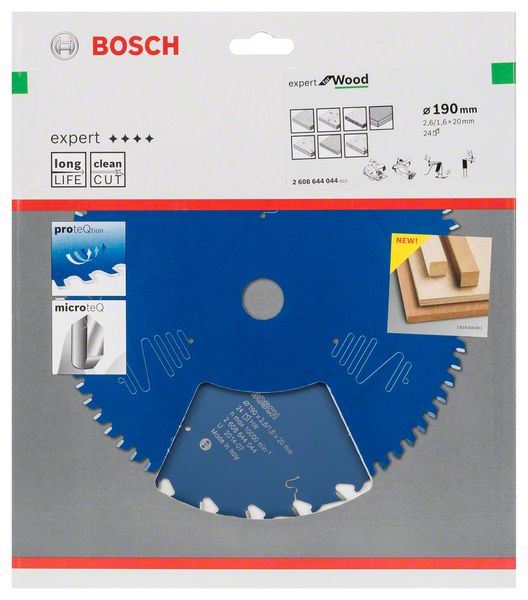 List kružne testere Expert for Wood Bosch 2608644044, 190 x 20 x 2,6 mm, 24