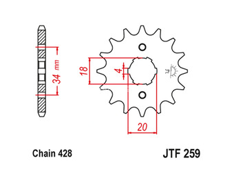 Prednji lančanik JT JTF259-15 Sprint Pulser 125 15 zuba