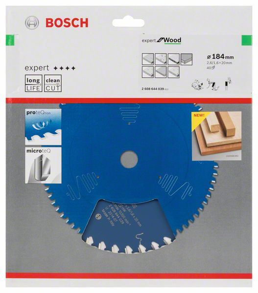 List kružne testere Expert for Wood Bosch 2608644039, 184 x 20 x 2,6 mm, 40