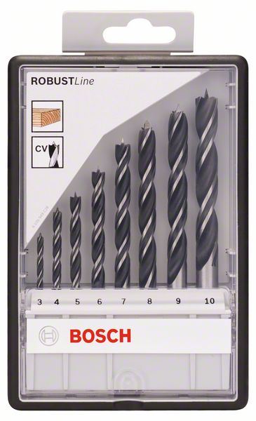 8-delni Robust Line set spiralnih burgija za drvo Bosch 2607010533, 3; 4; 5; 6; 7; 8; 9; 10 mm