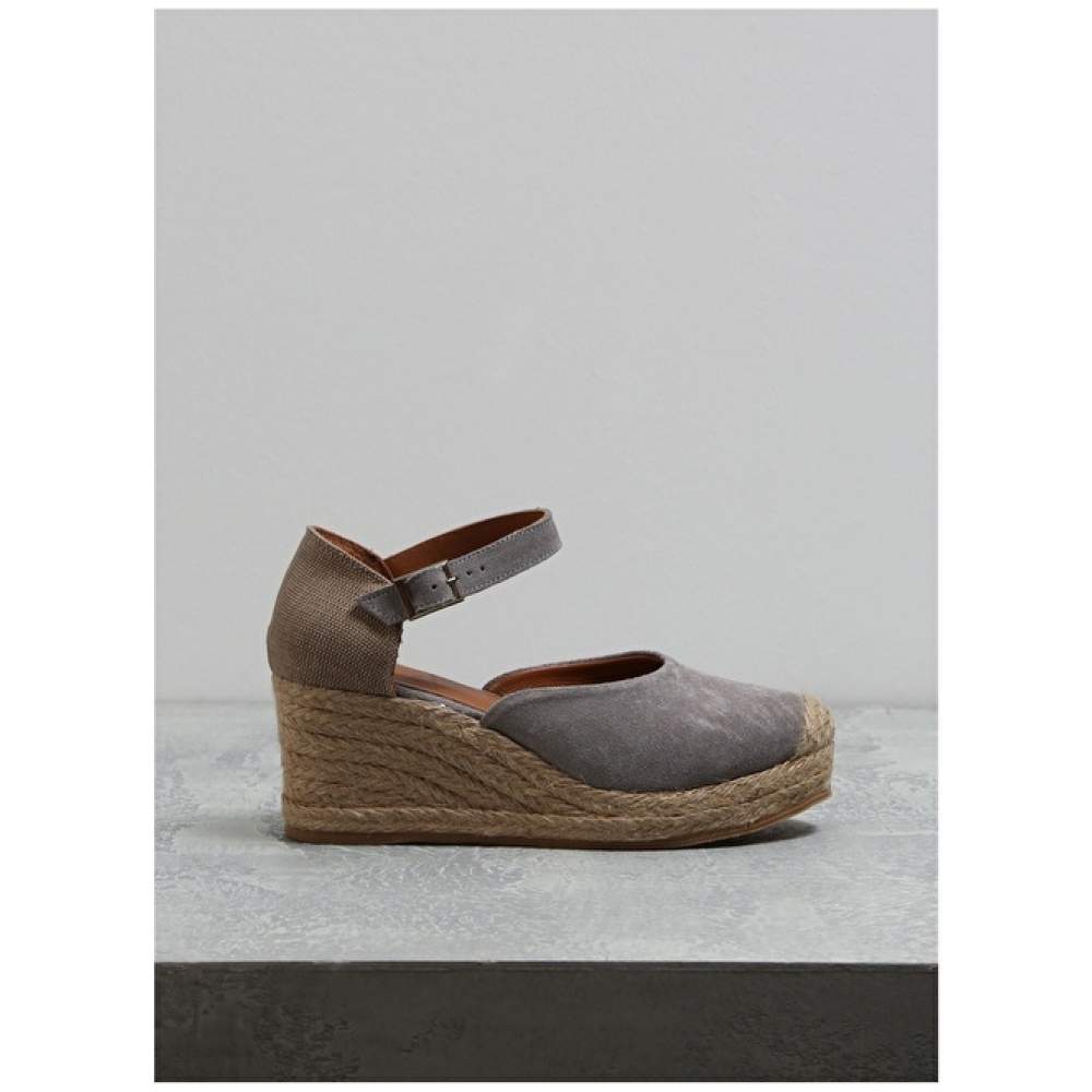 Factory Leather Textile Gray Women's Espadrilles CHAMP