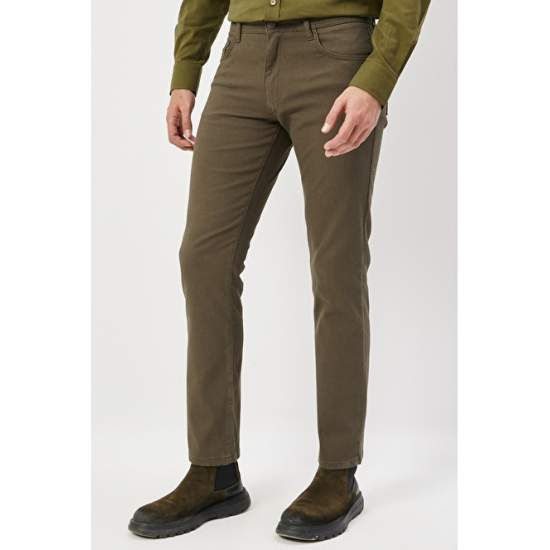 Altınyıldız Classics Normal Waist Piping Comfort Fit Khaki Men's Trousers 4A0123100061