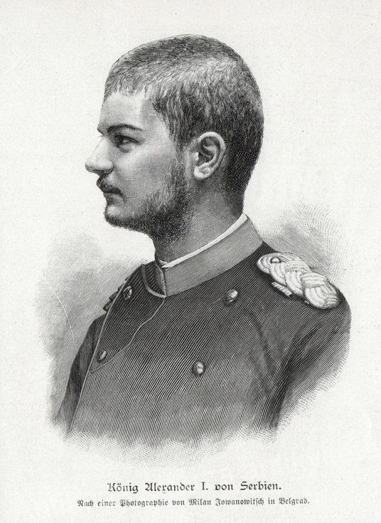 Aleksandar Obrenović isečak grafika 1890 god