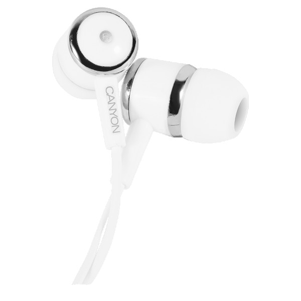 CANYON EPM- 01 Stereo earphones with microphone, White, cable length 1.2m, 23*9*10.5mm,0.013kg ( CNE-CEPM01W )