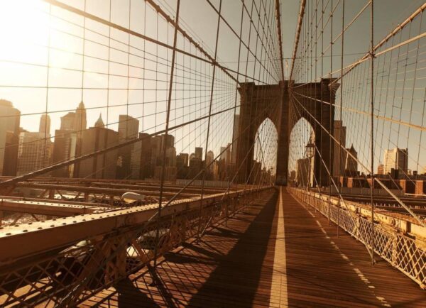 254×184 City (NY Brooklyn Bridge Sunset Crossing) – Most – NY – New York – 3D fototapeta zidni mural foto tapeta