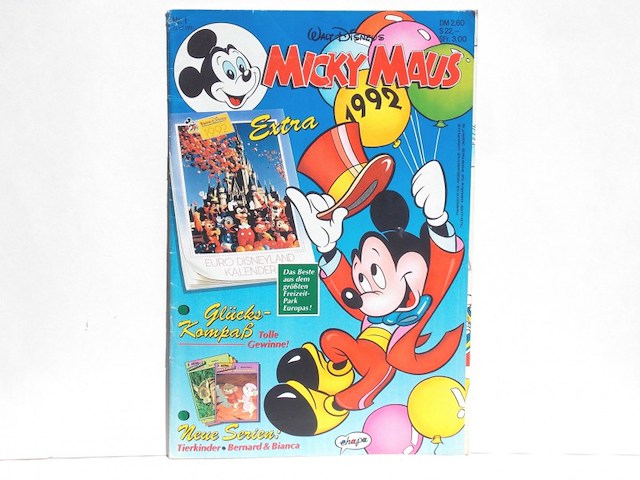 Micky Maus nr. 1 23.12.1991. Euro Disneyland kalender