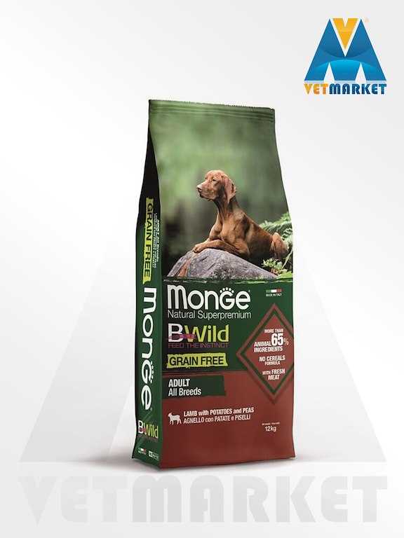 MONGE BWILD Grain Free DOG All Breeds Adult jagnjetina/krompir/grašak 12kg