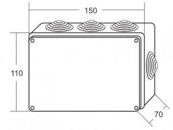 Razvodna kutija sa gumenom zaptivkom ME-K150x110x70mm (10 uvodnica) IP65 40277