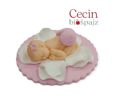 Figurice za tortu roze beba na cvetu Mini figura