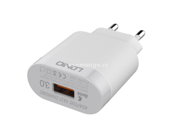 Kucni punjac LDNIO A303Q USB 5V/3A FAST CHARGING QC 3.0 + Type-C kabel beli