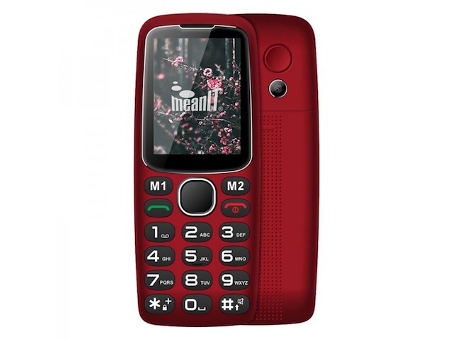 Meanit Mobilni telefon, 2.4 ekran, BT, SOS taster, crvena Senior