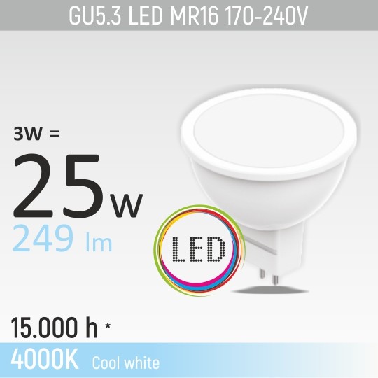 GU5.3 3W MR16M1 4000K LED sijalica 170-240V Mitea Lighting