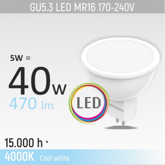 GU5.3 5W MR16M1 4000K LED sijalica 170-240V Mitea Lighting