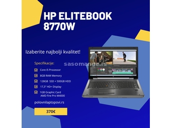 HP EliteBook 8770w i5 16GB 128GB SSD 500GB HDD 1GB Grafika