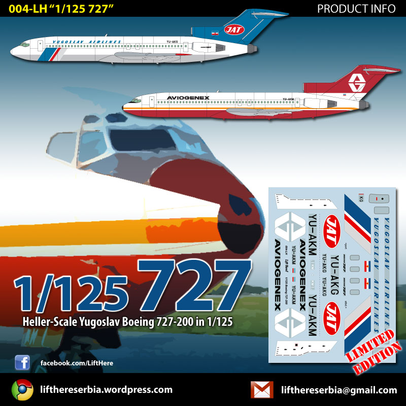 LIFT HERE! “1/125 727″, Yugoslav Boeing 727-200 in 1/125