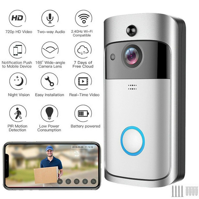 WiFi video zvono za vrata ip kamera Interfon +3 baterije – WiFi video zvono za vrata ip kamera Interfon +3 baterije