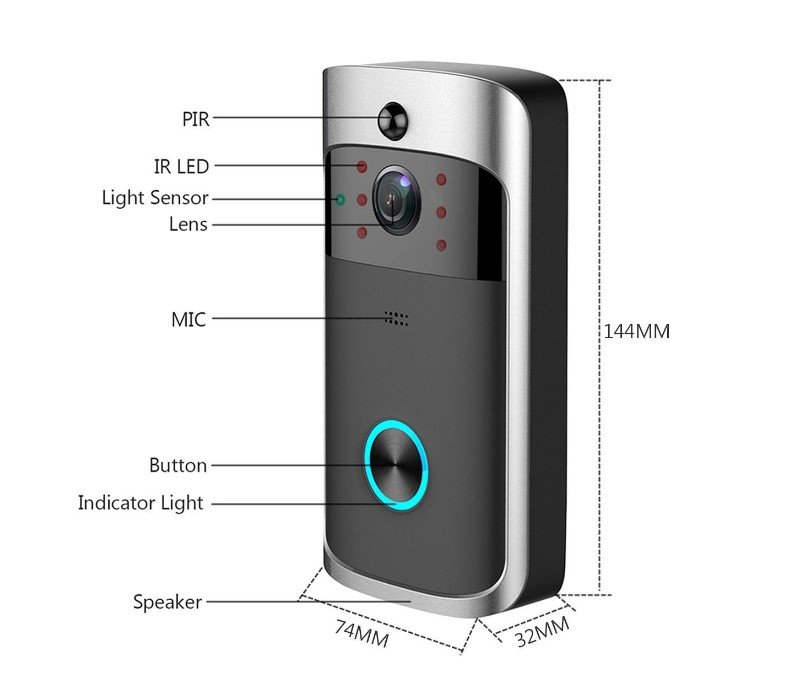 WiFi video zvono za vrata ip kamera Interfon v5 + 3 baterije – WiFi video zvono za vrata ip kamera Interfon v5 + 3 baterije