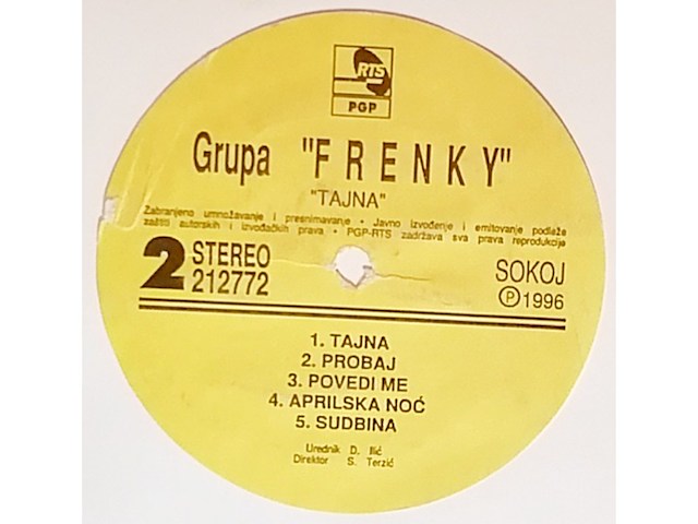 LP FRENKY - Tajna (1996), promo, retko, ODLIČNA
